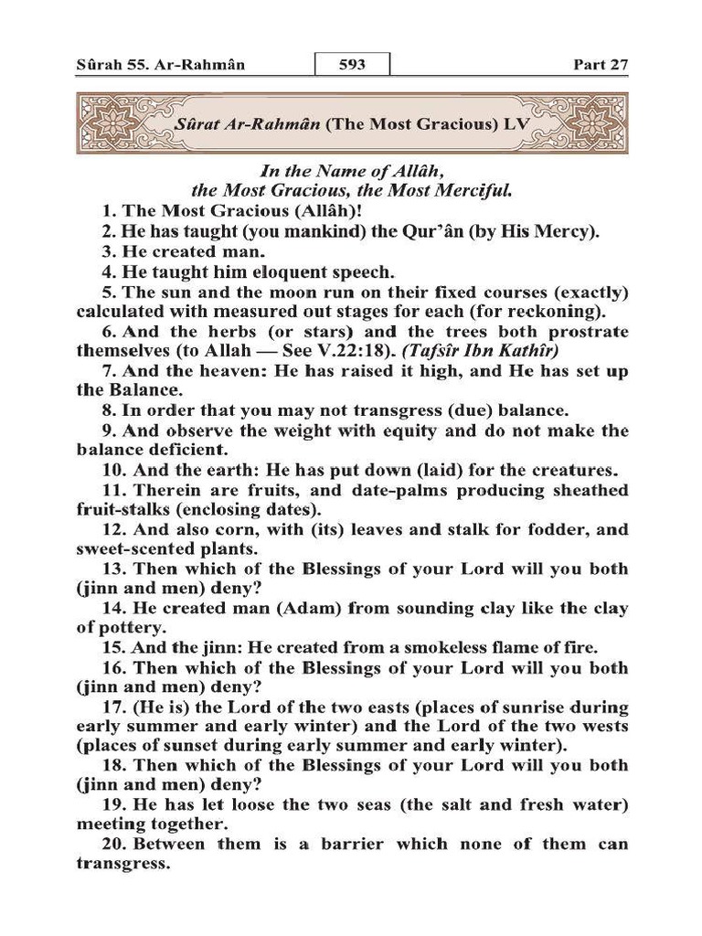 Surah Rahman in English | PDF