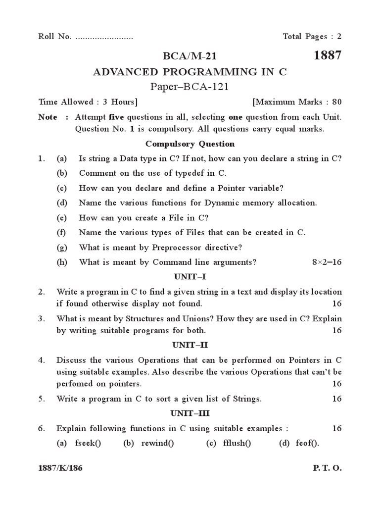Advanced Programming in C | PDF | C (Programming Language) | Pointer ...