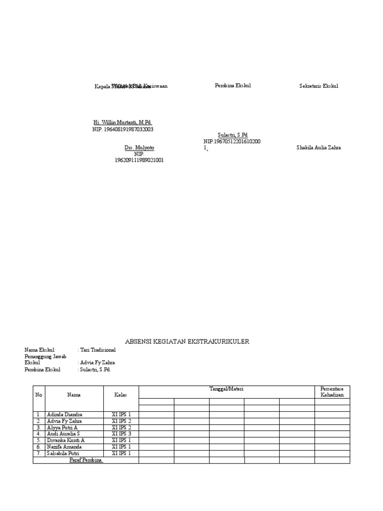 Format Absen Baru | PDF