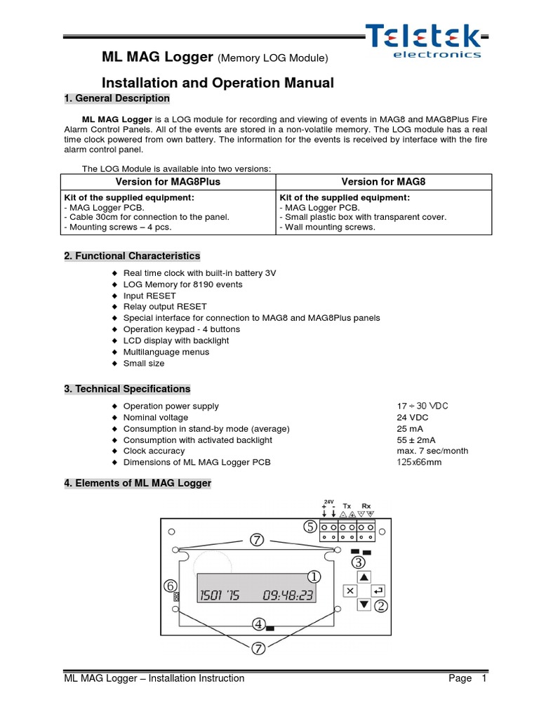 ML MAG Logger Installation and Operation Manual: 1. General Description ...