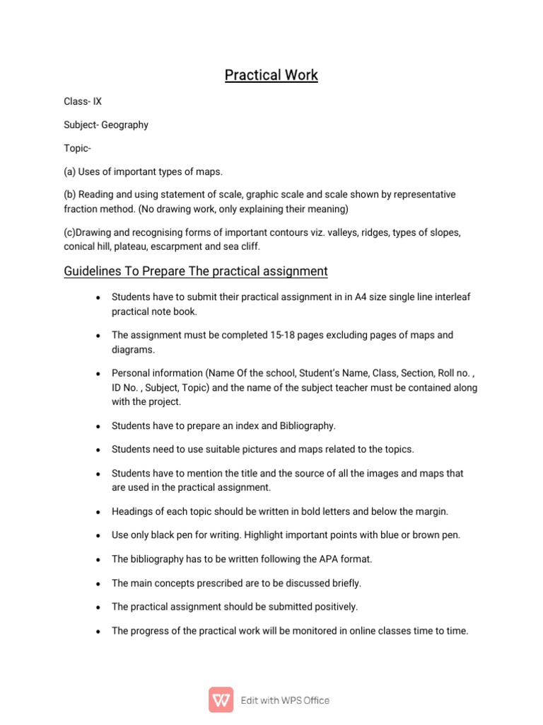 STD Ix. Sub-Geo. Practical Instructions | PDF