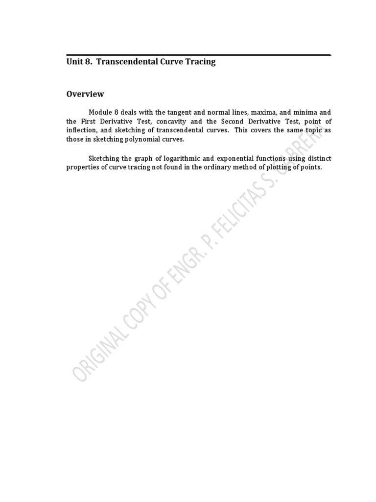 Module 8. Transcendental Curve Tracing | PDF | Tangent | Derivative