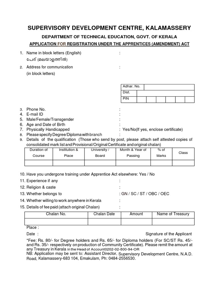 Application Form SD Centre | PDF