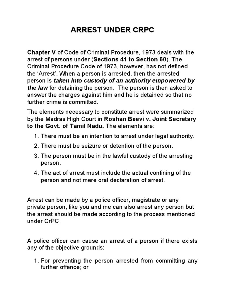 Arrest Under CRPC | PDF | Arrest | Common Law
