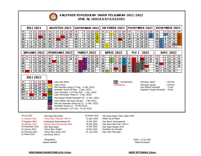 Kalender Pendidikan Tahun 2021-2022 Revisi | PDF