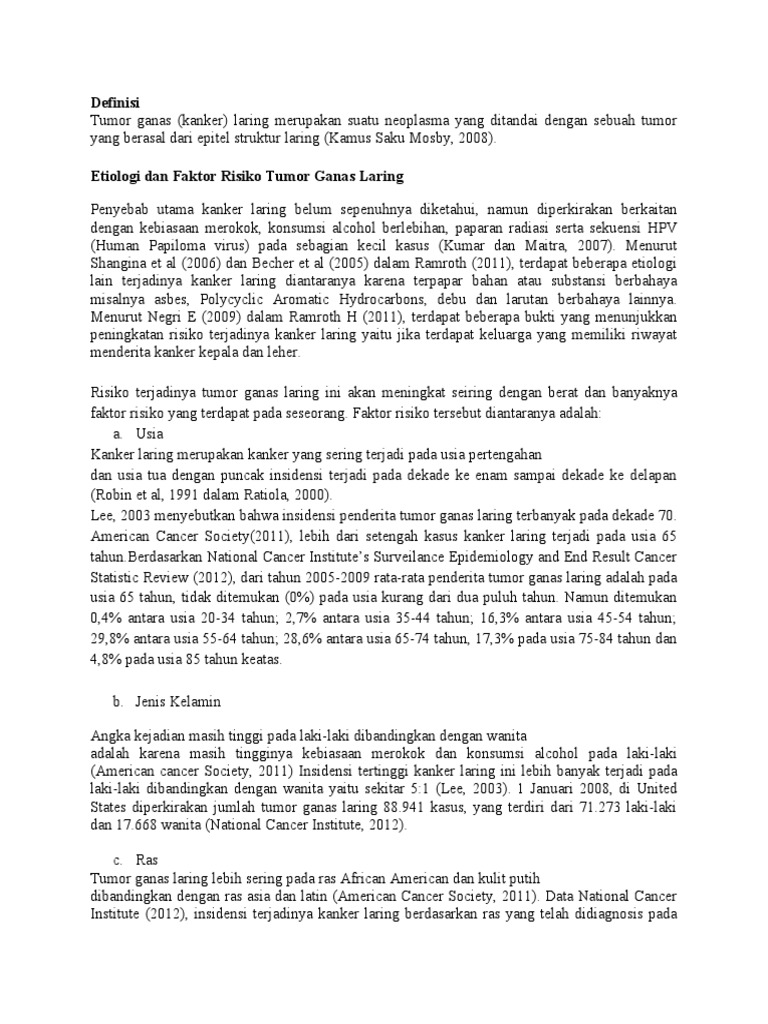 Karsinoma Laring | PDF | Kesehatan Holistik | Sains & Matematika