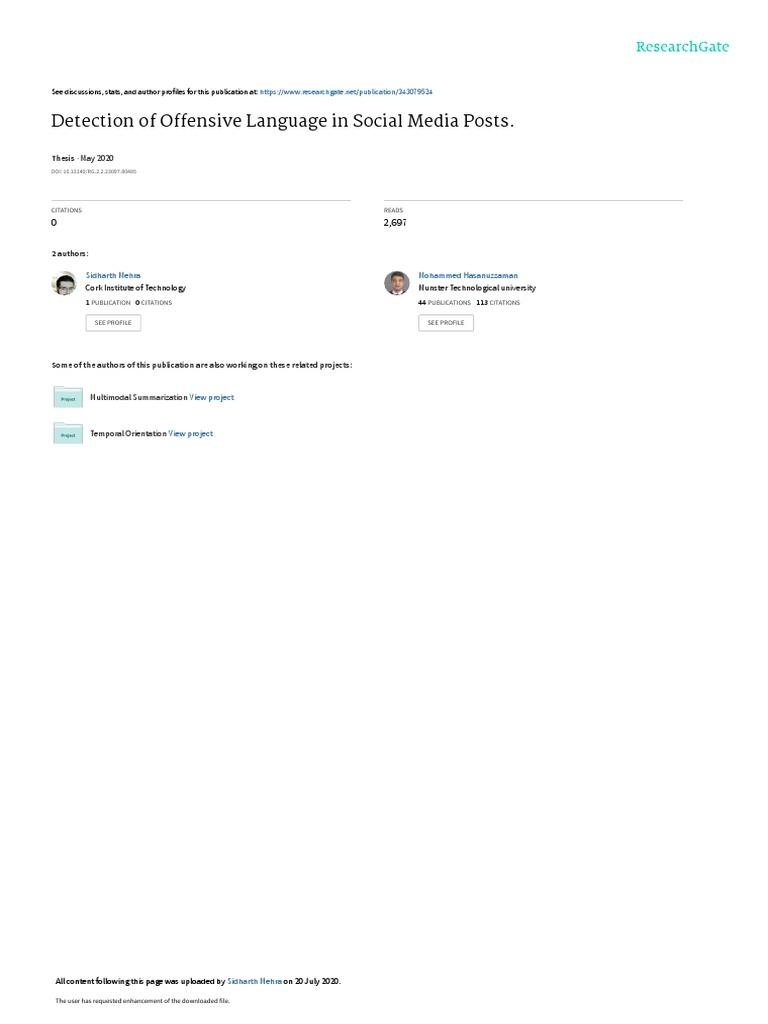 Offensive Language Detection in Social Media | PDF | Machine Learning ...