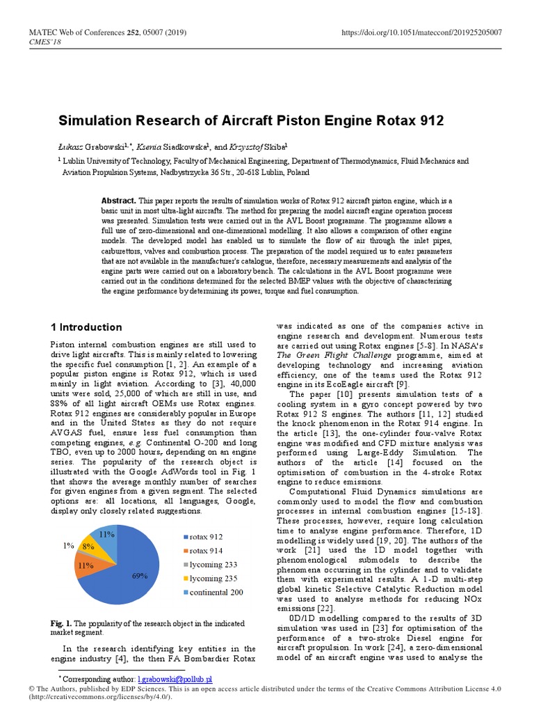 Simulation Research of Aircraft Piston Engine Rota | PDF | Carburetor ...