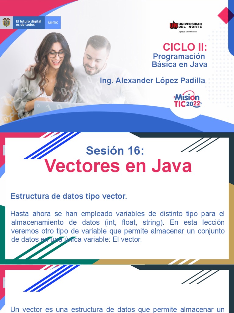 Sesión 16 Vectores en Java | PDF | Estructura de datos de matriz | Java ...