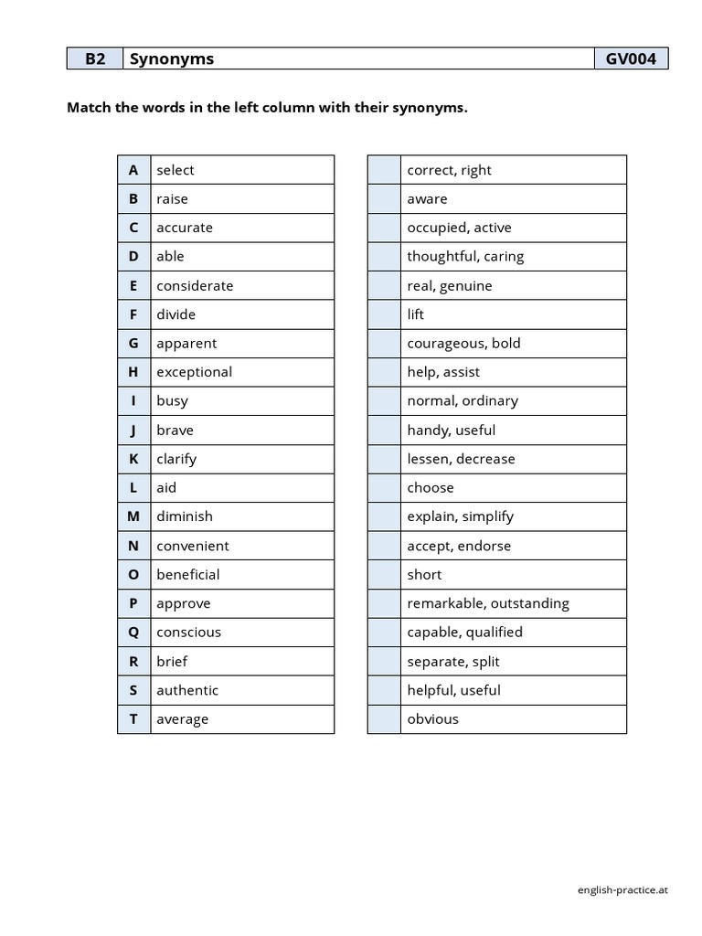 Synonyms - PDF Vocabulary Worksheet | PDF
