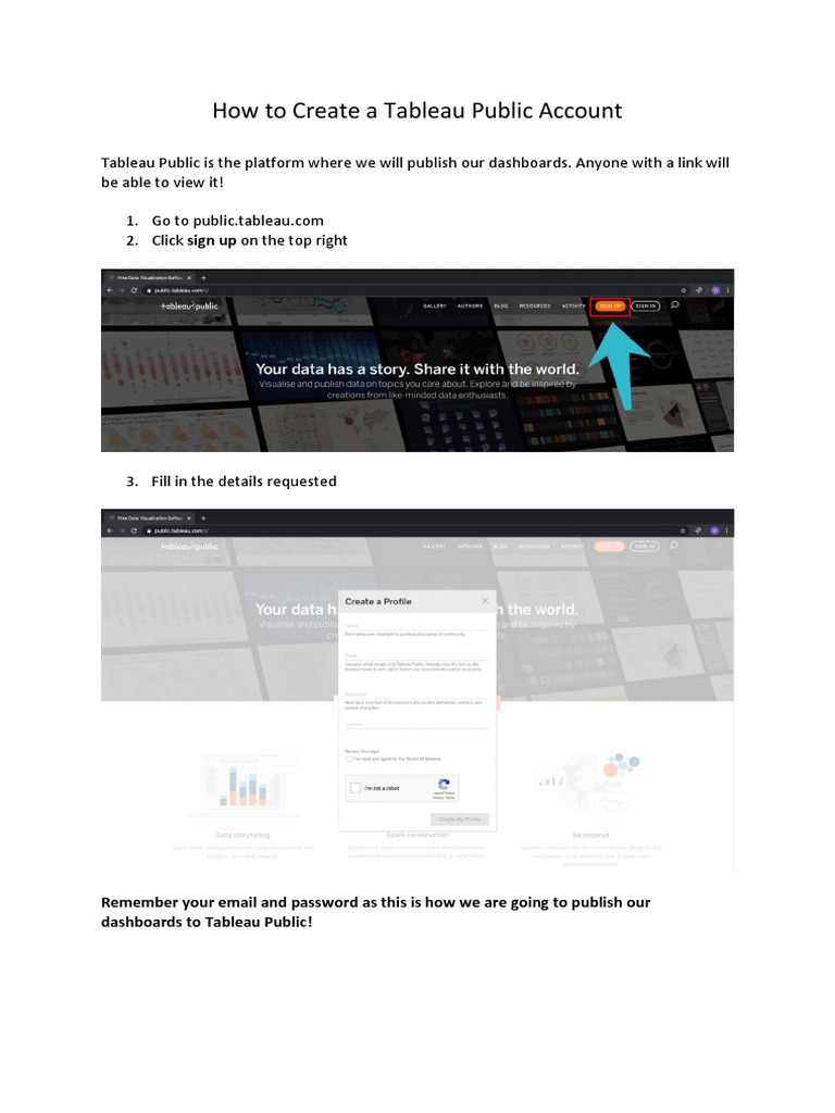 Create Your Tableau Public Account | PDF