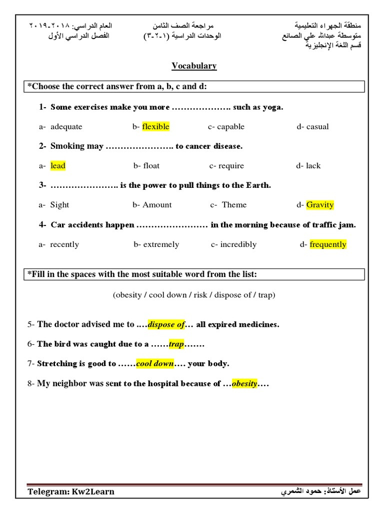 Grade 8 Exam Revision (1,2,3) Model Answers PDF | PDF | Books