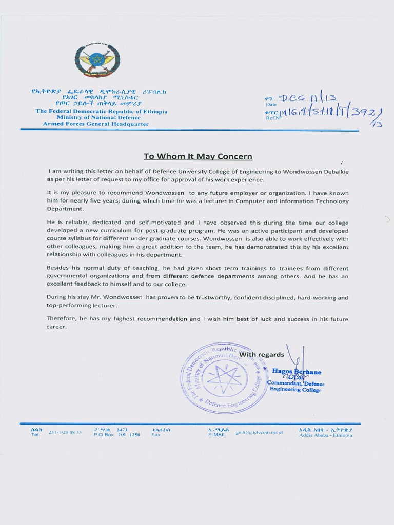 Recommendation Latter From DEC | PDF