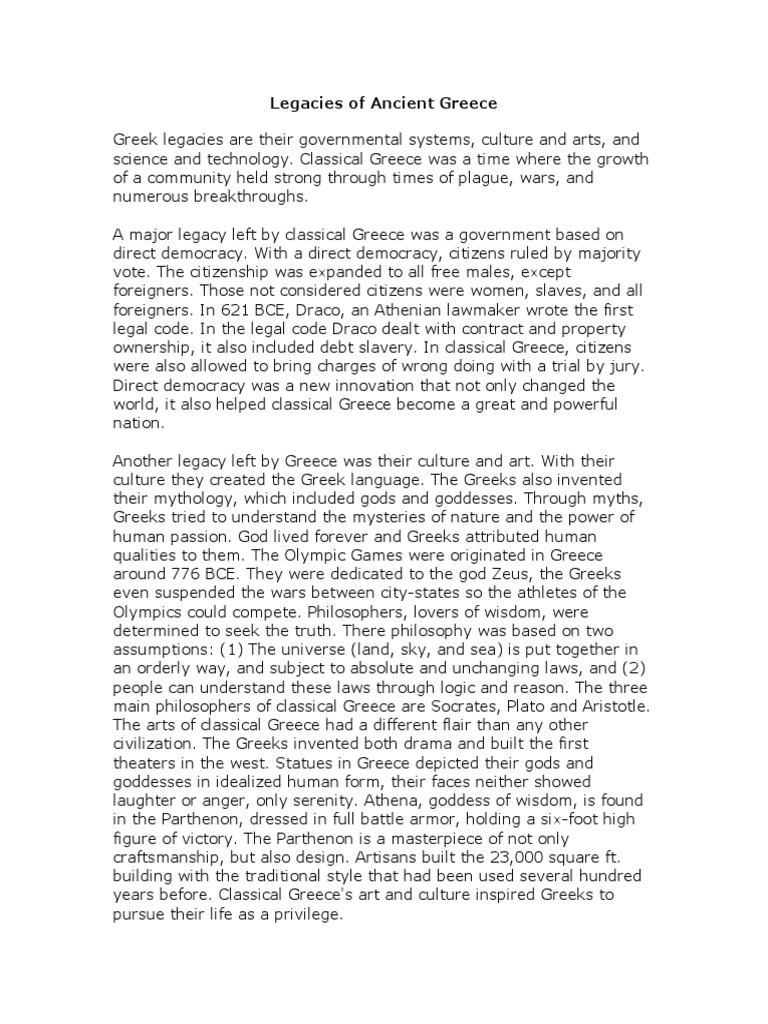 Legacies of Ancient Greece | PDF | Ancient Greece | Science