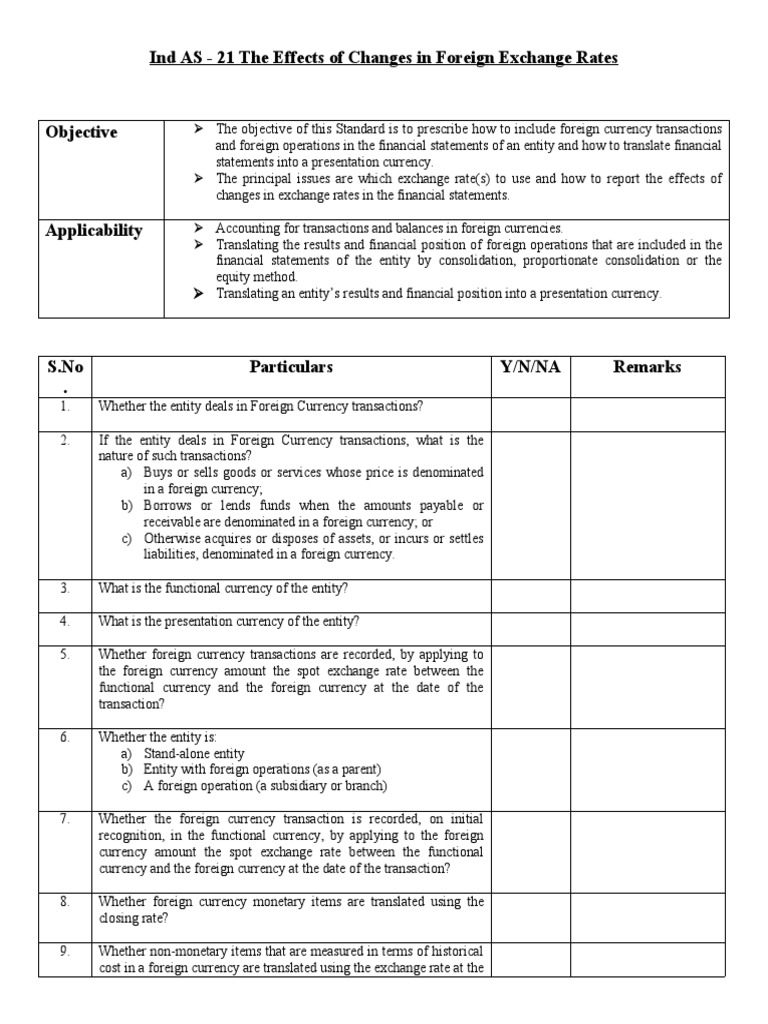Ind AS - 21 The Effects of Changes in Foreign Exchange Rates | PDF ...