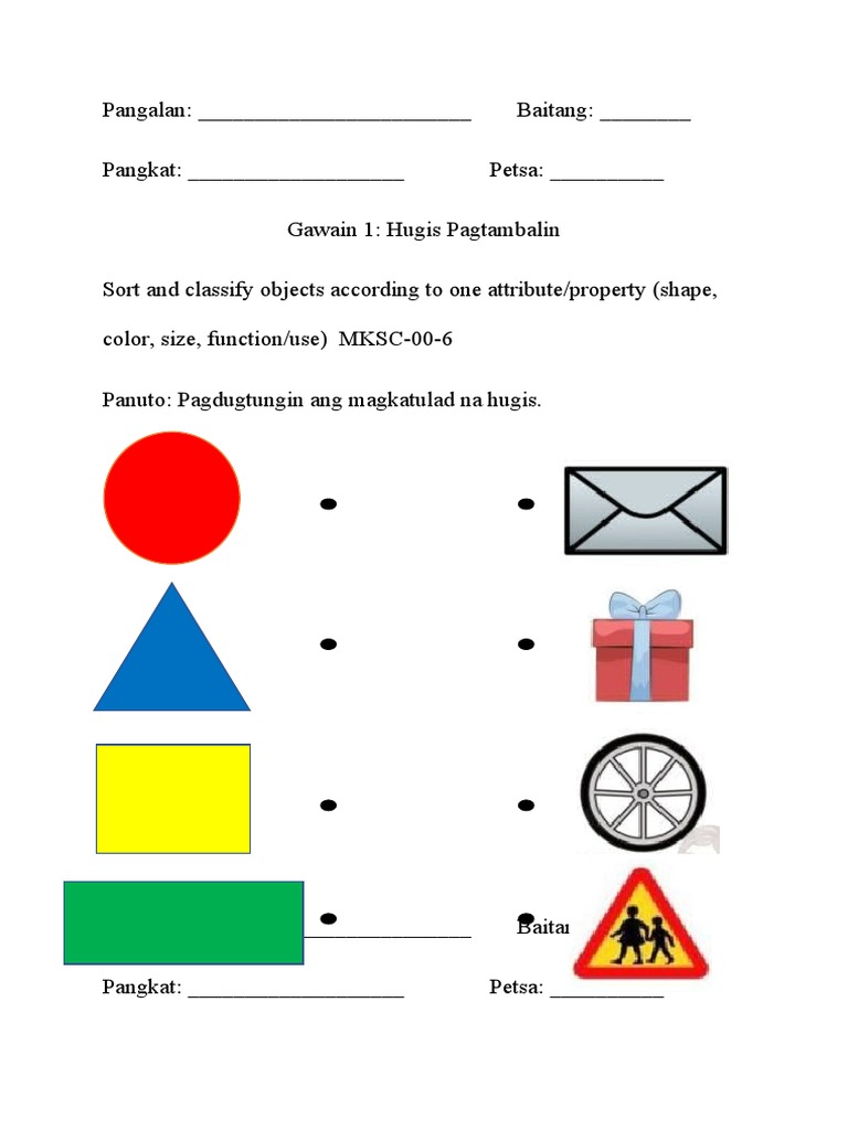Kinder Activity Sheet Q1W3 | PDF