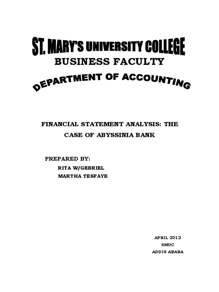 Financial Statement Analysis, Abyssinia Bank - Rita Wgebriel | PDF ...