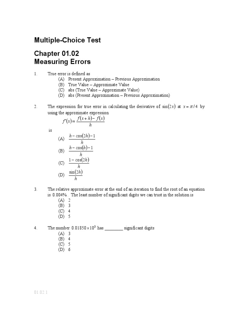 Measuring Errors and Percentage Error | PDF