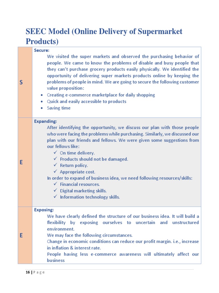 SEEC Model (Online Delivery of Supermarket Products) : Secure | PDF