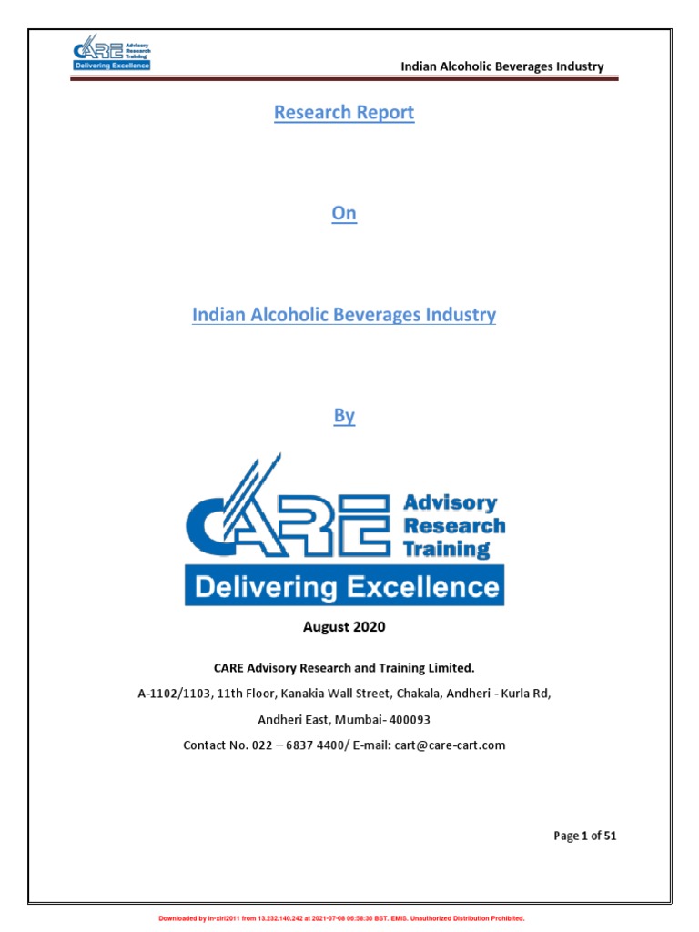 India - Alcoholic Beverages Industry - August 2020 | PDF | Alcoholic ...