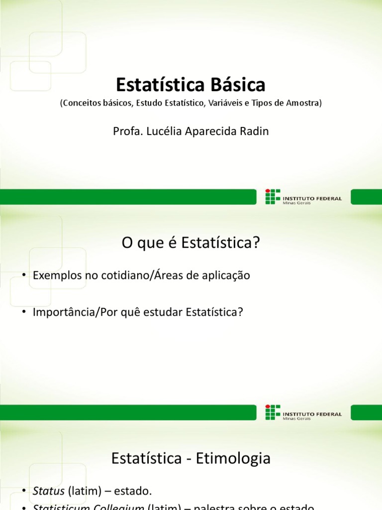Estatística Básica - Semana 1 | PDF | Estatísticas | Amostragem ...