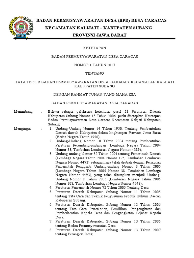 Badan Permusyawaratan Desa (BPD) Desa Caracas Kecamatan Kalijati ...
