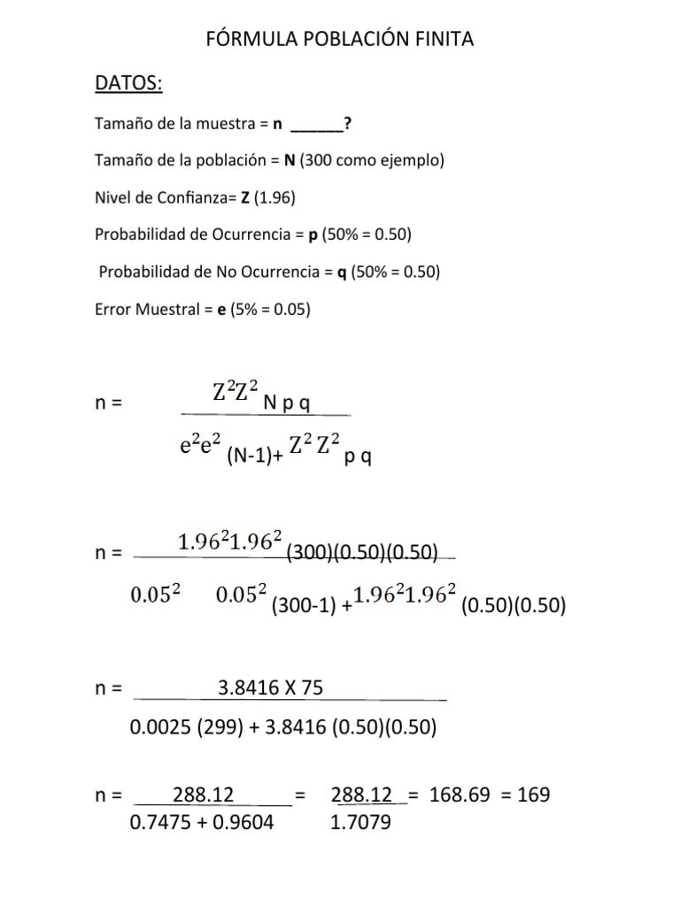 Fórmula Población Finita | PDF