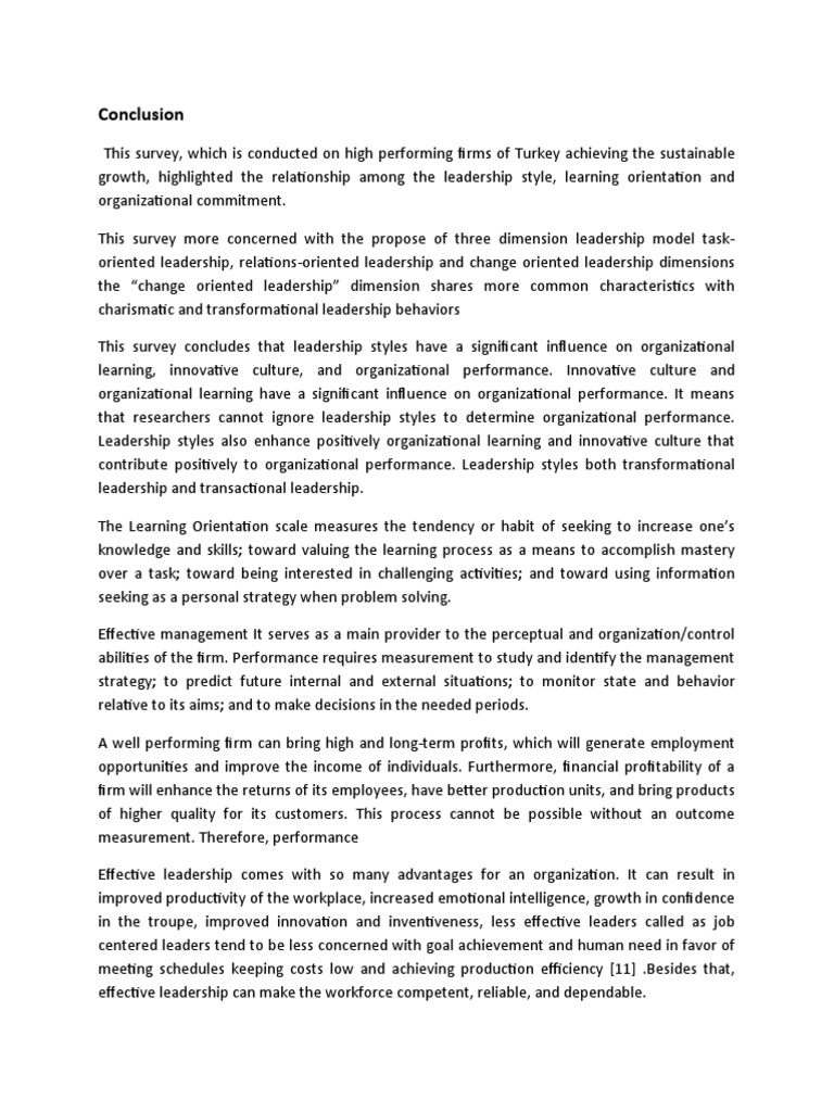 Conclusion | PDF | Leadership | Leadership