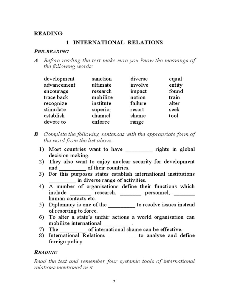 Internal Relations Reading | PDF | International Relations | Diplomacy