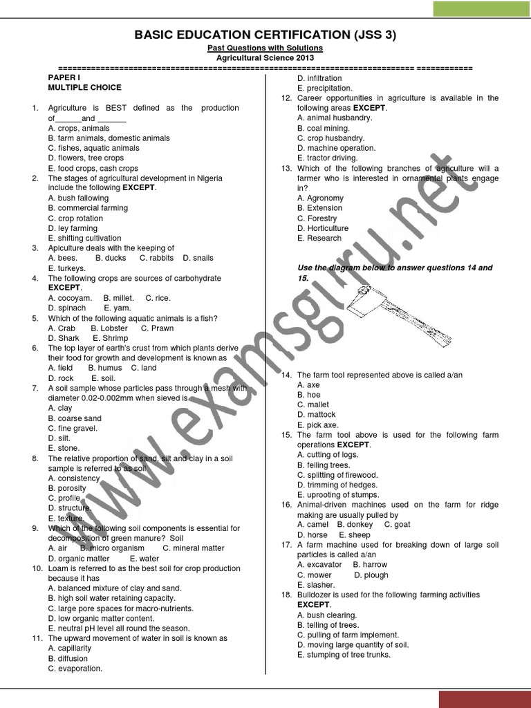 Junior WAEC Past Question - Agricultural Science | PDF | Crop Rotation ...