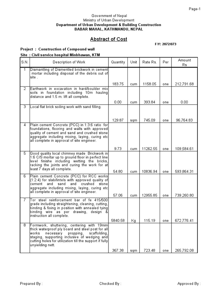 Second Running Bill | Download Free PDF | Concrete | Masonry
