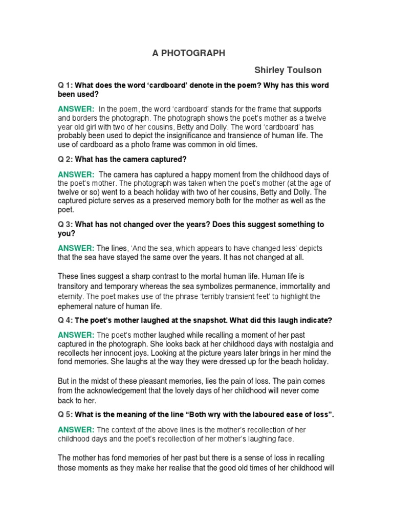 A Photograph Grade 11 Eng | PDF | Laughter | Memory