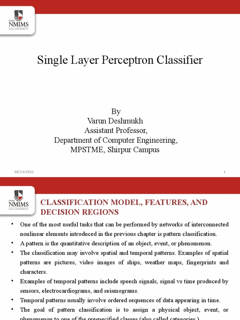Single Layer Perceptron Classifier | PDF | Statistical Classification ...