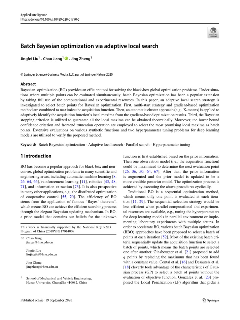 Batch Bayesian Optimization Via Adaptive Local Search | PDF ...