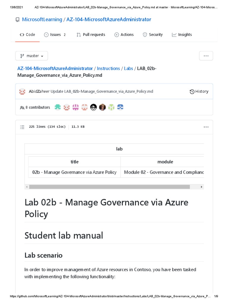 AZ-104-MicrosoftAzureAdministrator LAB 02b-Manage Governance Via Azure Policy | PDF | Cloud ...