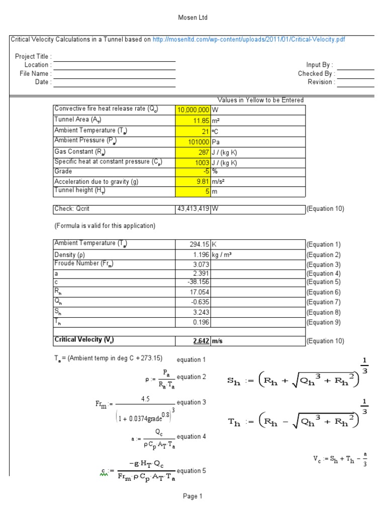 Critical Velocity Calculations in a Tunnel: A Step-by-Step Guide ...
