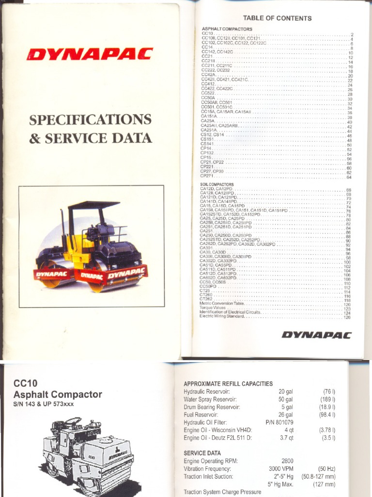 Dynapac Roller Specifications & Data | PDF | Internal Combustion Engine ...