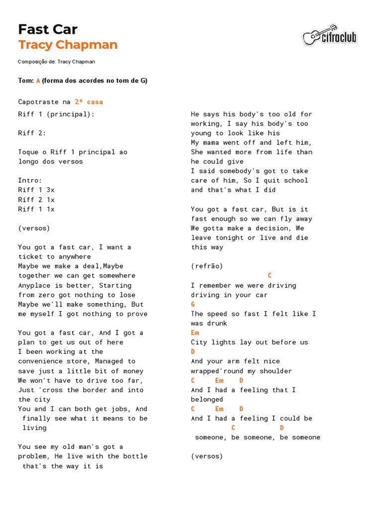 Guitar Chords Fast Car