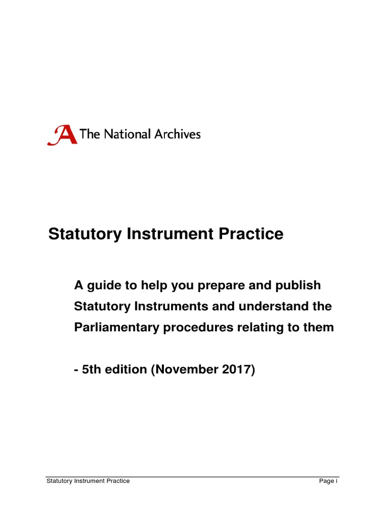 StatutoryInstrumentPractice 5th Edition | PDF | Government Of The ...