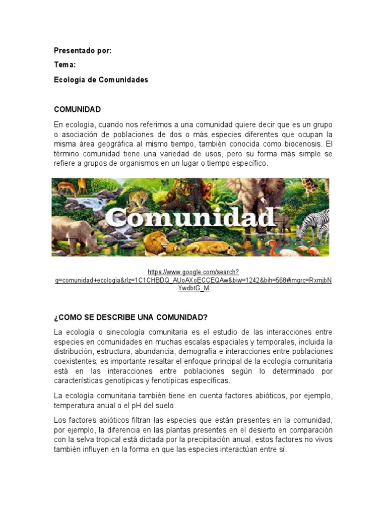 ¿Qué Son Las Comunidades? | PDF | Ecosistema | Biología