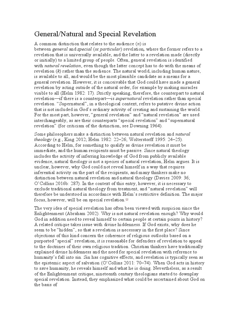 GeneralNatural and Special Revelation | PDF | Revelation | God