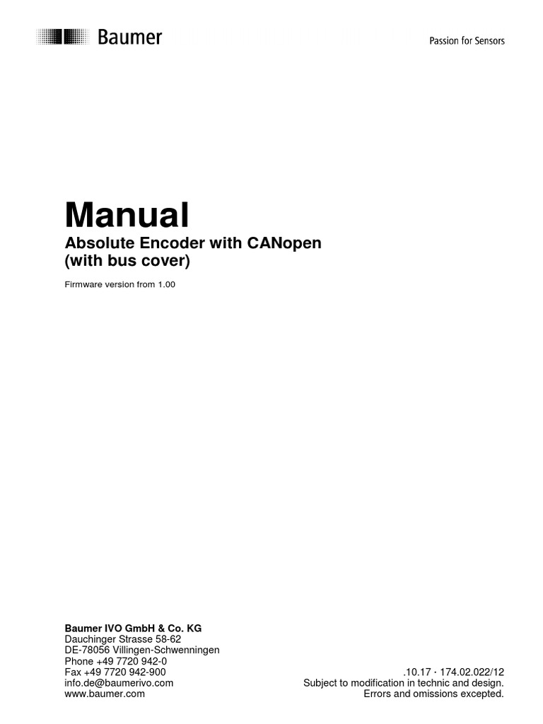 Manual: Absolute Encoder With Canopen (With Bus Cover) | PDF | Computer Science | Computer ...