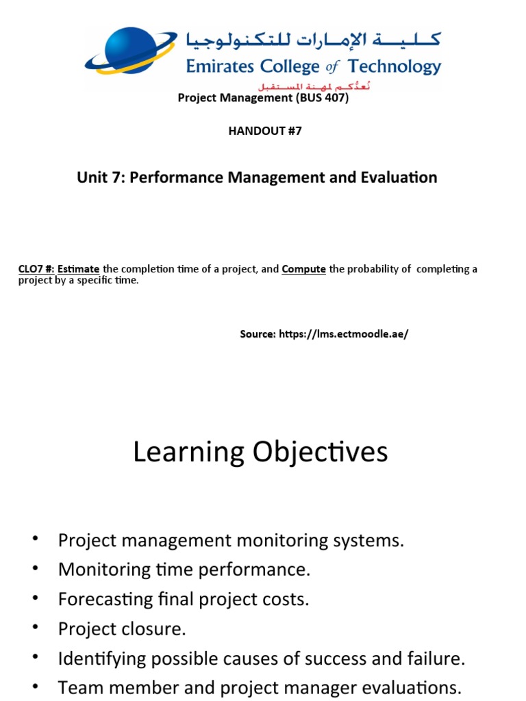 Unit 7: Performance Management and Evaluation: Project Management (BUS ...