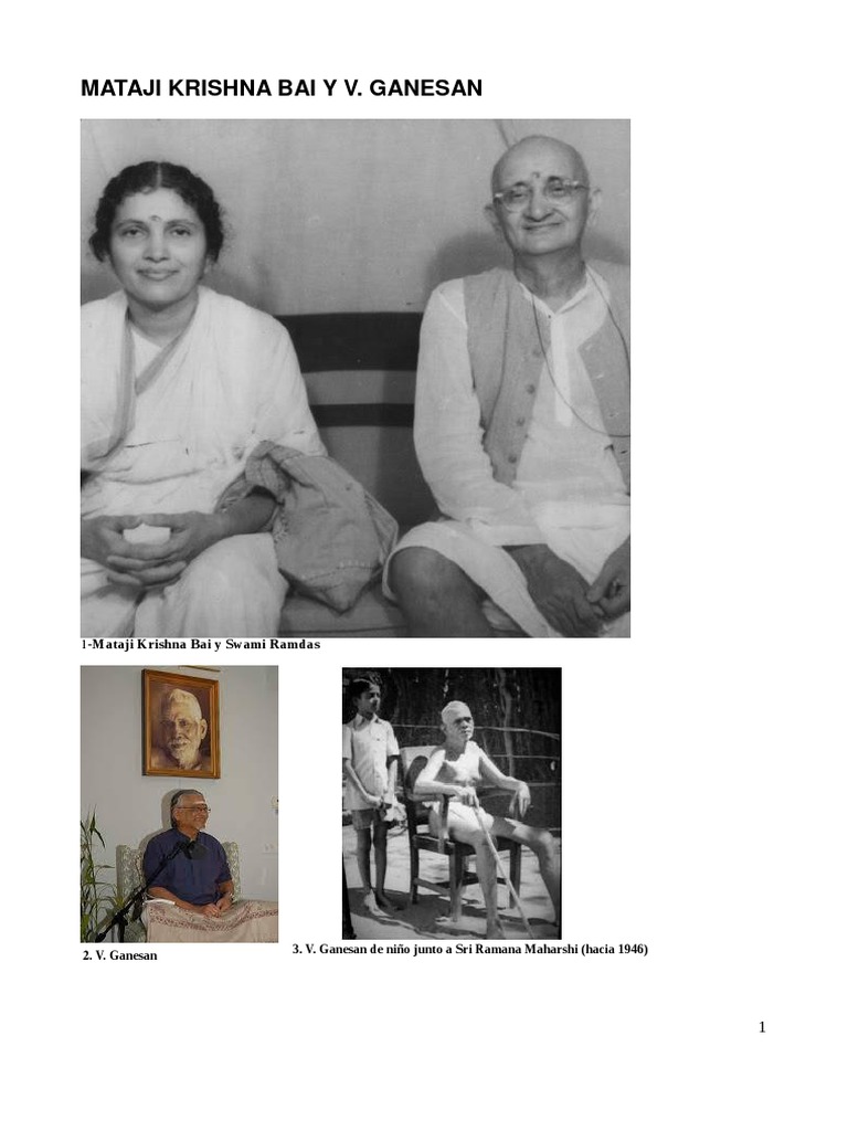 Mataji Krishna Bai y V. Ganesan | PDF | Relaciones personales, crianza y desarrollo personal ...