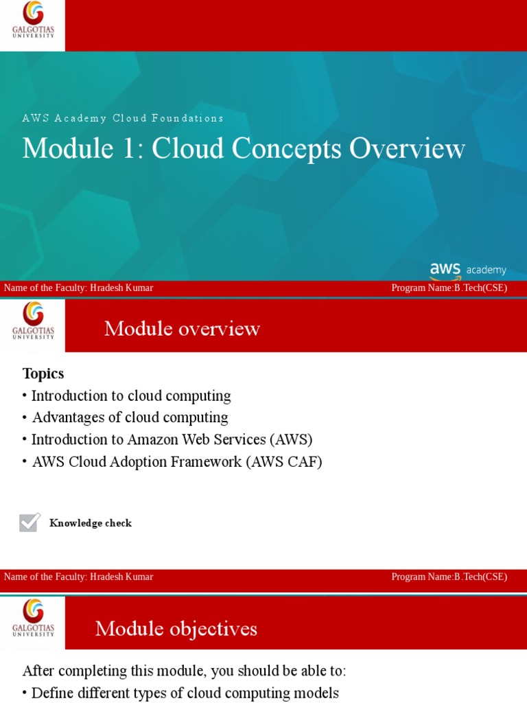 Module 1: Cloud Concepts Overview: AWS Academy Cloud Foundations | PDF ...