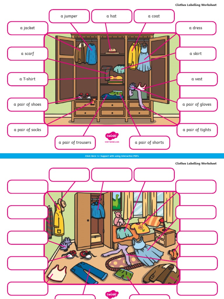 Interactive PDF Clothes Labelling Worksheet - Ver - 1 | PDF