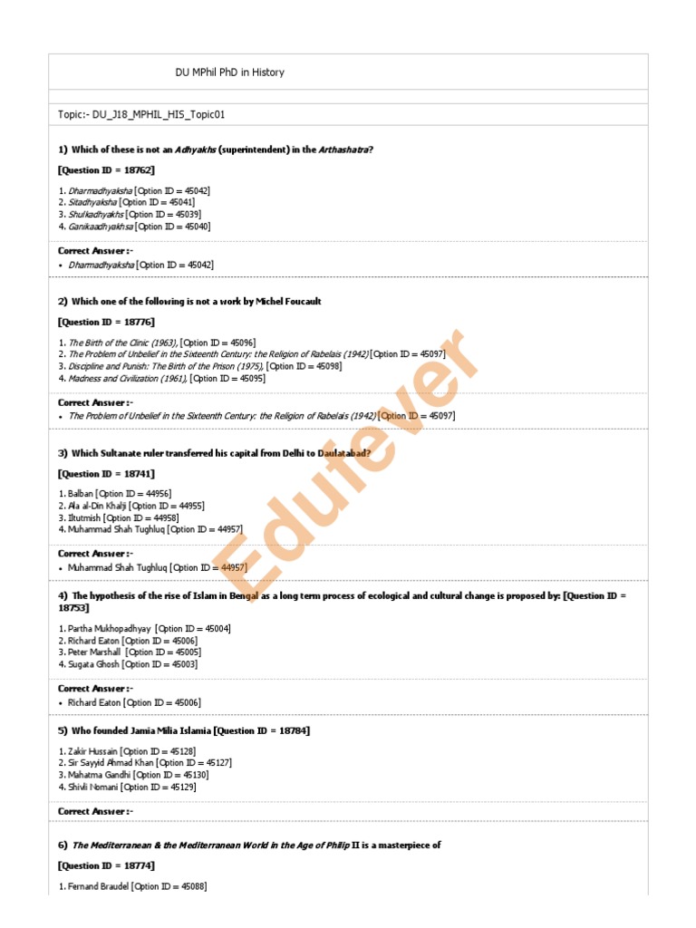 DU MPhil PHD in History | PDF | Social Science | Philosophy