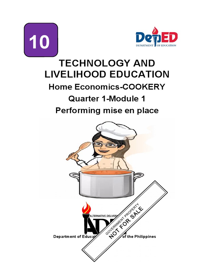 Technology and Livelihood Education: Home Economics-COOKERY Quarter 1 ...