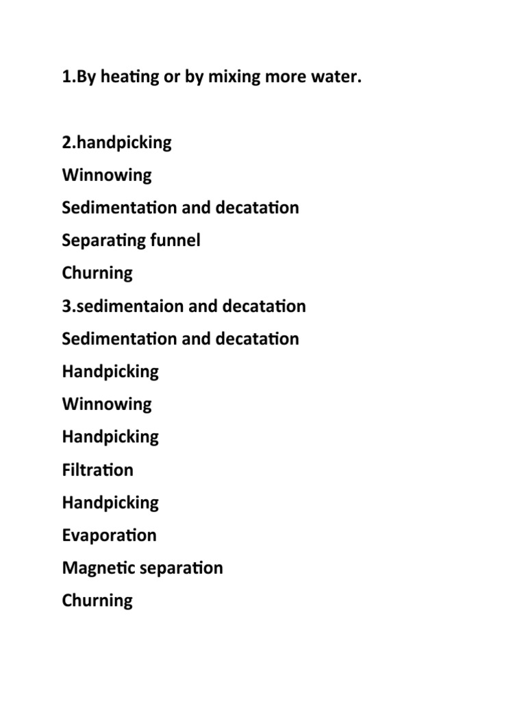 Methods of Separation for Class 6 | PDF