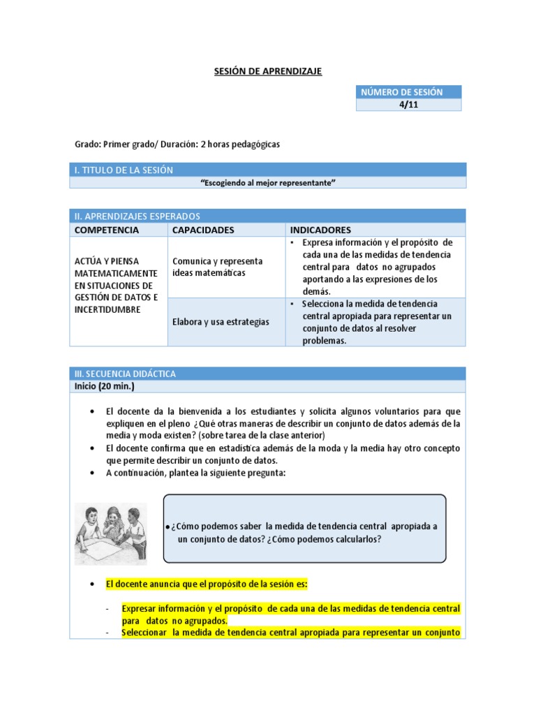 Mat1 U1-Sesion4 | PDF | Aprendizaje | Mediana